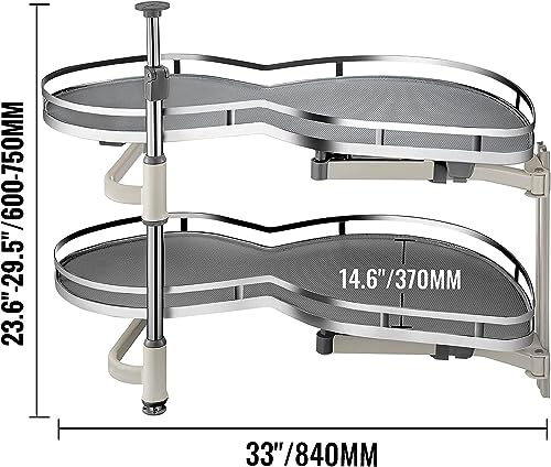 Sunway Blind Corner Cabinet Pull Out Organizer, Soft Close Swing Right Pull Out Cabinet Organizer 36inch, Corner Cabinet Lazy Susan for Corner Cabinet Blind Shelf, 2 Tiers Tray, Adjustable Height