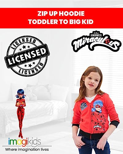 Miraculous Ladybug Little Girls Zip Up Hoodie Red 5