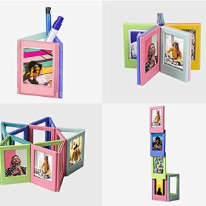 QUEEN3C 10 Pieces Colorful 3 Inch Mini Film Magnetic Photo Picture Frame, Mini Table Photo Frame, Fridge Magnetic Photo Frame. Compatible with Fujifilm Instax Mini, Small Polaroid Photos.