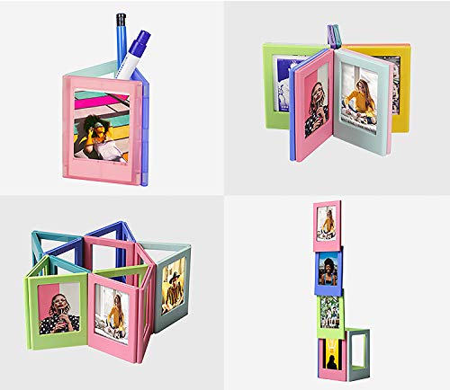 QUEEN3C 10 Pieces Colorful 3 Inch Mini Film Magnetic Photo Picture Frame, Mini Table Photo Frame, Fridge Magnetic Photo Frame. Compatible with Fujifilm Instax Mini, Small Polaroid Photos.