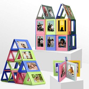 QUEEN3C 10 Pieces Colorful 3 Inch Mini Film Magnetic Photo Picture Frame, Mini Table Photo Frame, Fridge Magnetic Photo Frame. Compatible with Fujifilm Instax Mini, Small Polaroid Photos.