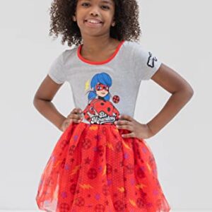 Miraculous Ladybug Little Girls Tulle Dress Red/Gray 7-8