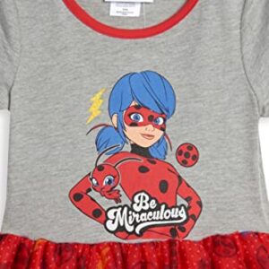 Miraculous Ladybug Little Girls Tulle Dress Red/Gray 7-8