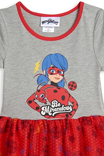 Miraculous Ladybug Little Girls Tulle Dress Red/Gray 7-8