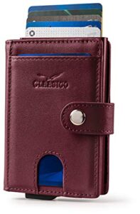 claasico men slim bifold pop up wallet & credit card case | compact card holder w/pop out button & id window