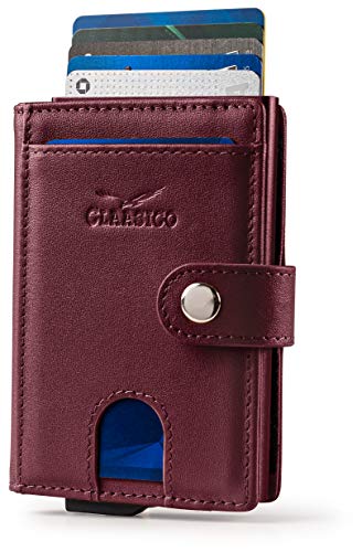 Claasico Men Slim Bifold Pop Up Wallet & Credit Card Case | Compact Card Holder w/Pop Out Button & ID Window