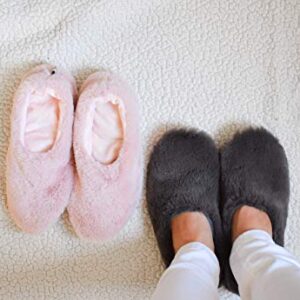 Pantuss dusty pink  ballerina style cozy indoor house slippers for women with relaxing herbal insoles filled with lavender and flax seeds for a warming aromatherapeutic effect.