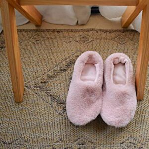 Pantuss dusty pink  ballerina style cozy indoor house slippers for women with relaxing herbal insoles filled with lavender and flax seeds for a warming aromatherapeutic effect.