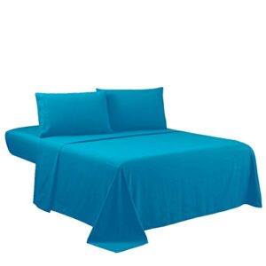 sfoothome cal king sheets set - hotel luxury 4-piece bed set, extra deep pocket, 1800 series bedding set,sheet & pillow case set (california king, teal)