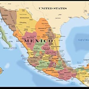 Map - Mexico Wall Poster with Push Pins