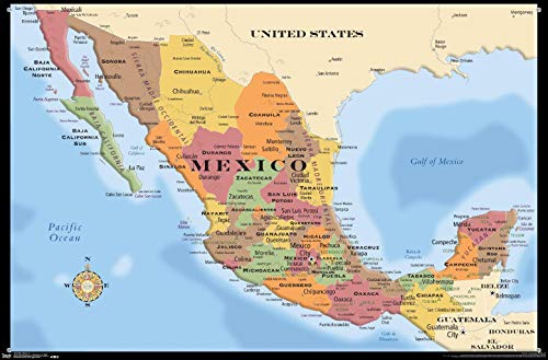 Map - Mexico Wall Poster with Push Pins