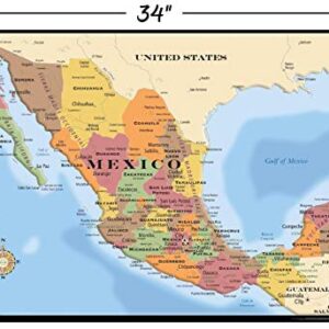 Map - Mexico Wall Poster with Push Pins