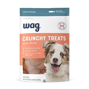 amazon brand - wag baked biscuits crunchy dog treats, salmon, 1.5 lb