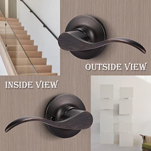 GOBEKOR 6 Pack Interior Door Handles Passage Door Levers Closet Door Handle with Lock Oil Rubbed Bronze Lever Door Handle