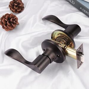 GOBEKOR 6 Pack Interior Door Handles Passage Door Levers Closet Door Handle with Lock Oil Rubbed Bronze Lever Door Handle