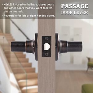 GOBEKOR 6 Pack Interior Door Handles Passage Door Levers Closet Door Handle with Lock Oil Rubbed Bronze Lever Door Handle