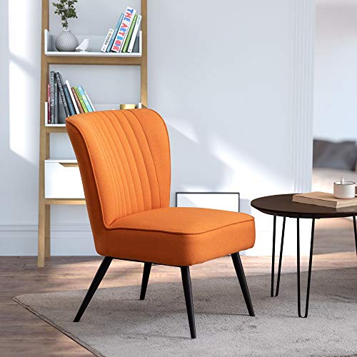 Alunaune Orange Accent Chair Set of 2 Upholstered Living Room Chairs Modern Bedroom Furniture Sets Armless Slipper Club Chair Guest Reception Couch Comfy Wingback Single Sofa