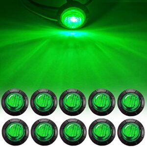 nbwdy 10pc 3/4'' round green led bullet marker lights,front rear side led marker lights,led clearance lights,led trailer marker lights for trailer truck rv car bus van pickup atv boat caravan