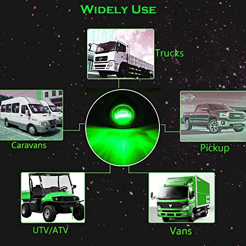 NBWDY 10Pc 3/4'' Round Green Led Bullet Marker lights,Front Rear Side LED Marker Lights,LED Clearance Lights,LED Trailer Marker Lights for Trailer Truck RV Car Bus Van Pickup ATV Boat Caravan