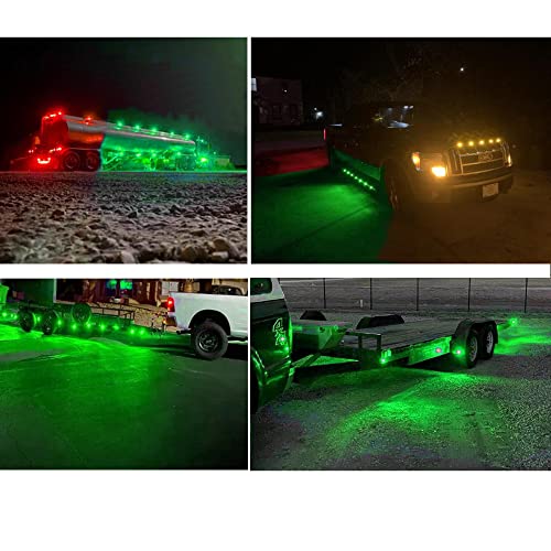 NBWDY 10Pc 3/4'' Round Green Led Bullet Marker lights,Front Rear Side LED Marker Lights,LED Clearance Lights,LED Trailer Marker Lights for Trailer Truck RV Car Bus Van Pickup ATV Boat Caravan