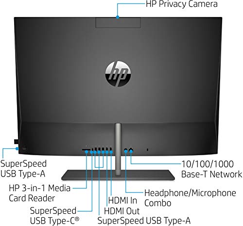 HP Pavilion 27 TOUCH Desktop 2TB SSD 64GB RAM Win 10 Pro (Intel Core i9-10900 processor w TURBO Boost to 5.20GHz, 64 GB RAM, 2 TB SSD, 27-inch FHD TOUCHSCREEN, Win 10 Pro) PC Computer All-in-One Black