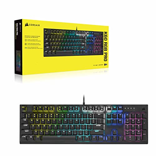 Corsair Wired K60 RGB Pro Mechanical Gaming Keyboard - CHERRY Mechanical Keyswitches - Durable AluminumFrame - Customizable Per-Key RGB Backlighting, Black