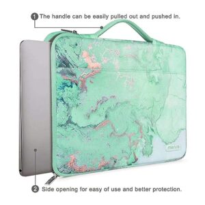 MOSISO 360 Protective Laptop Sleeve Compatible with MacBook Air/Pro, 13-13.3 inch Notebook, Compatible with MacBook Pro 14 inch 2023-2021 A2779 M2 A2442 M1, Watercolor Marble Bag with Belt, Green