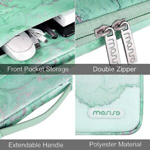 MOSISO 360 Protective Laptop Sleeve Compatible with MacBook Air/Pro, 13-13.3 inch Notebook, Compatible with MacBook Pro 14 inch 2023-2021 A2779 M2 A2442 M1, Watercolor Marble Bag with Belt, Green