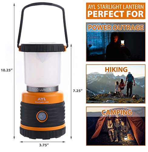 LED Camping Lantern Rechargeable, 1800LM, 4 Light Modes, 4400mAh Power Bank, IP44 Waterproof, Perfect Lantern Flashlight for Hurricane, Emergency, Power Outages, Home and More, USB Cable Included