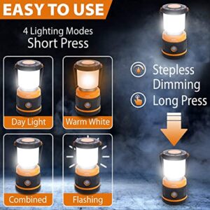 LED Camping Lantern Rechargeable, 1800LM, 4 Light Modes, 4400mAh Power Bank, IP44 Waterproof, Perfect Lantern Flashlight for Hurricane, Emergency, Power Outages, Home and More, USB Cable Included