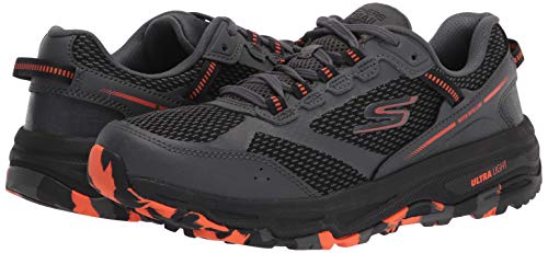 Skechers Men's GOrun Altitude-Trail Running Walking Hiking Shoe with Air Cooled Foam Sneaker, Charcoal/Orange/Black, 10.5