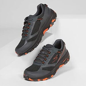 Skechers Men's GOrun Altitude-Trail Running Walking Hiking Shoe with Air Cooled Foam Sneaker, Charcoal/Orange/Black, 10.5