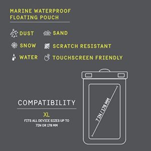 Pelican Marine - IP68 Waterproof Phone Pouch (XL Size) - Floating Waterproof Phone Case - iPhone 15 Pro Max/ 14 Pro Max/ 13 Pro Max/ 12/ S23 Ultra/ Pixel 7 - Detachable Lanyard - Black / Hi-Vis Yellow