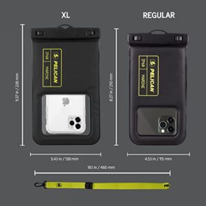 Pelican Marine - IP68 Waterproof Phone Pouch (XL Size) - Floating Waterproof Phone Case - iPhone 15 Pro Max/ 14 Pro Max/ 13 Pro Max/ 12/ S23 Ultra/ Pixel 7 - Detachable Lanyard - Black / Hi-Vis Yellow