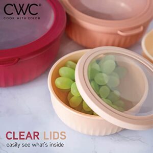 COOK WITH COLOR Prep Bowls - 8 Piece Nesting Plastic Meal Prep Bowl Set with Lids - Small Bowls Food Containers in Multiple Sizes (Pink Ombre)