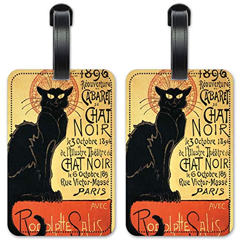 Chat Noir (Black Cat) - Luggage ID Tags - Suitcase Identification Cards - Set of 2