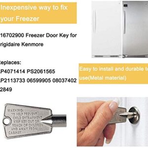 216702900 Freezer Door Key for Frigidaire Kenmore AP4071414 PS2061565 AP2113733 AP4301346 PS1991481 06599905 08037402 12849(Metal)