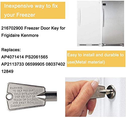 216702900 Freezer Door Key for Frigidaire Kenmore AP4071414 PS2061565 AP2113733 AP4301346 PS1991481 06599905 08037402 12849(Metal)