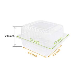 OJYUDD 50 Pcs Clear Plastic Take out Containers,Square Hinged Food Containers,Disposable Clamshell Dessert Container with Lid for Salad,Sandwiches,Hamburger (5x4.7x2.8 in)