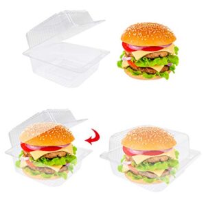 OJYUDD 50 Pcs Clear Plastic Take out Containers,Square Hinged Food Containers,Disposable Clamshell Dessert Container with Lid for Salad,Sandwiches,Hamburger (5x4.7x2.8 in)