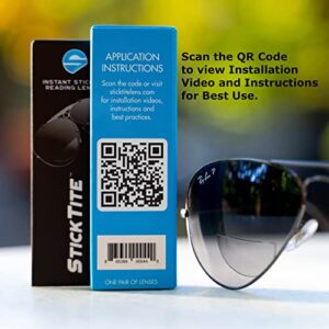 StickTite Lenses – Stick-on bifocal lens instantly convert sunglasses, goggles, or glasses into magnified, bifocal sunglasses. Patented material technology, reusable lenses (1 pair) 2.0 diopter