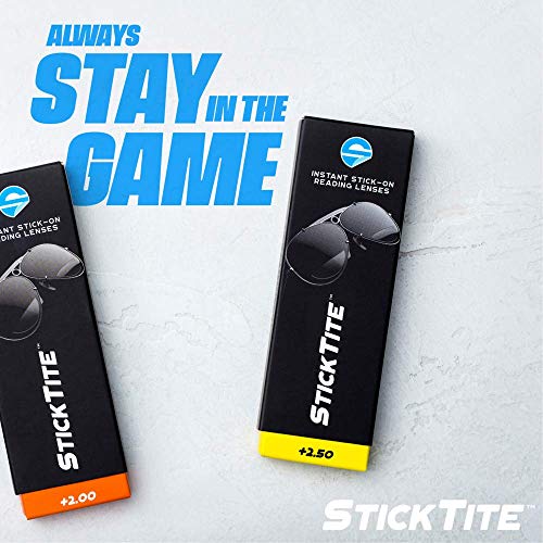 StickTite Lenses – Stick-on bifocal lens instantly convert sunglasses, goggles, or glasses into magnified, bifocal sunglasses. Patented material technology, reusable lenses (1 pair) 2.0 diopter