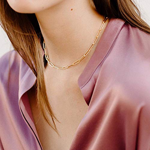 Dainty Layering Initial Necklaces for Women Trendy, Paperclip Chain Necklace for Women Simple Cute Hexagon Letter Pendant Initial M Necklace Choker Necklaces Gold Layered Necklaces for Women Trendy