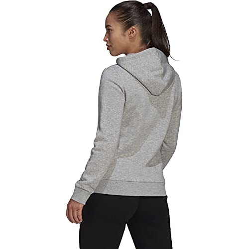 adidas Women's Standard Loungewear Essentials Logo Fleece Hoodie, Medium Grey Heather/White