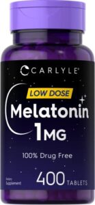 carlyle melatonin 1 mg | 400 low dose tablets | drug free aid | vegetarian, non-gmo, gluten free