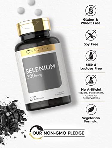 Selenium Supplement | 200mcg Tablets | Vegetarian, Non-GMO, Gluten Free | by Carlyle