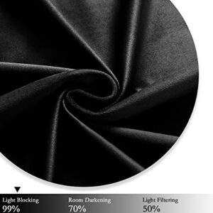 SPXTEX Black Velvet Blackout Curtains for Living Room 84 inches Long Sliding Door Curtains Heavy Velvet Curtains for Bedroom Thermal Insulated Velvet Curtains Grommet Velvet Drapes Set of 1 Panel