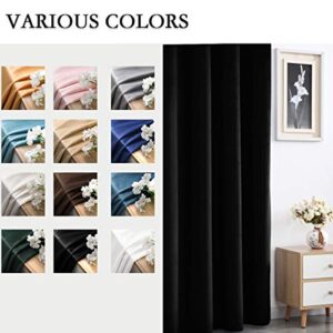 SPXTEX Black Velvet Blackout Curtains for Living Room 84 inches Long Sliding Door Curtains Heavy Velvet Curtains for Bedroom Thermal Insulated Velvet Curtains Grommet Velvet Drapes Set of 1 Panel