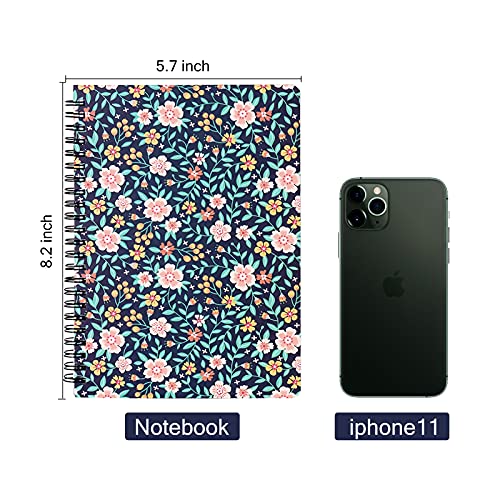 Spiral Notebooks 6 × 8 Inch, 4 Pack College Rule Journals for Scool Supplies Women Girls, Hardcover Floral Notebooks Bulk Lined, Inner Pocket, 320 Sheets/640 Pages, A5 Size