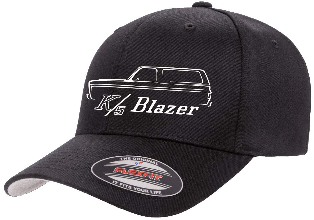 1973-91 K5 Blazer 4x4 Truck Outline Design Flexfit 6277 Athletic Baseball Fitted Hat Cap Black L/XL